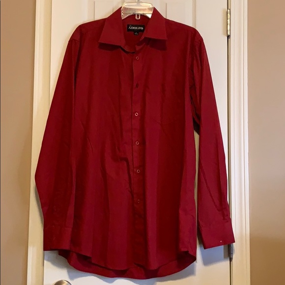 Adolfo | Shirts | Mens Dark Red Buttonup Dress Shirt 6 3435 | Poshmark
